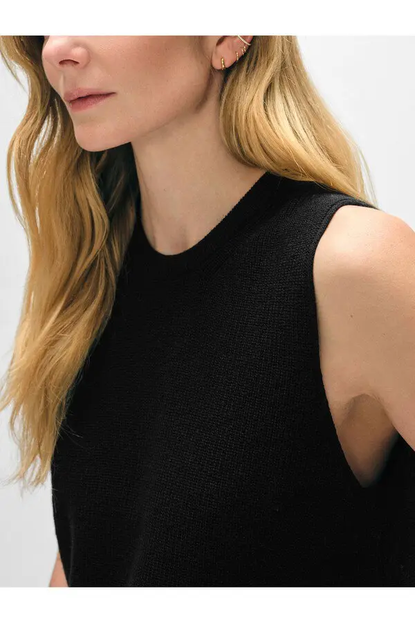 WHITE & WARREN White + Warren Linen Blend Shell Tank