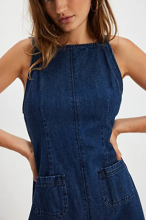 white christmas dresses Long Denim Dress Light Blue Denim / S main image 1