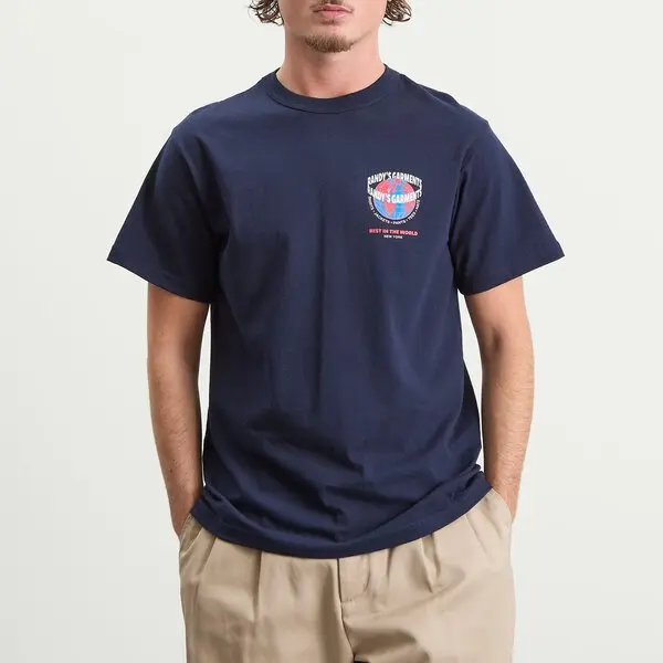 RANDY'S GARMENTS World Graphic T-shirt Presented By - Navy