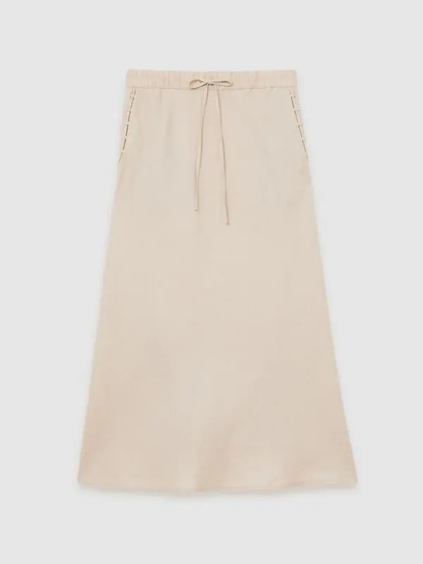 REISS Roxi Slip Midi Skirt - Neutral