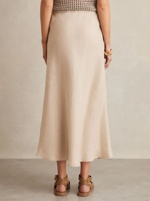 REISS Roxi Slip Midi Skirt - Neutral