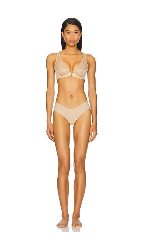 Commando Chic Mesh Plunge Underwire Bra In Nude - Beige