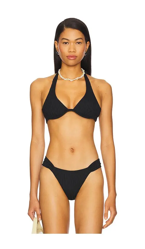 L*Space Eco Ocean Rib Isa Bikini Top - Black