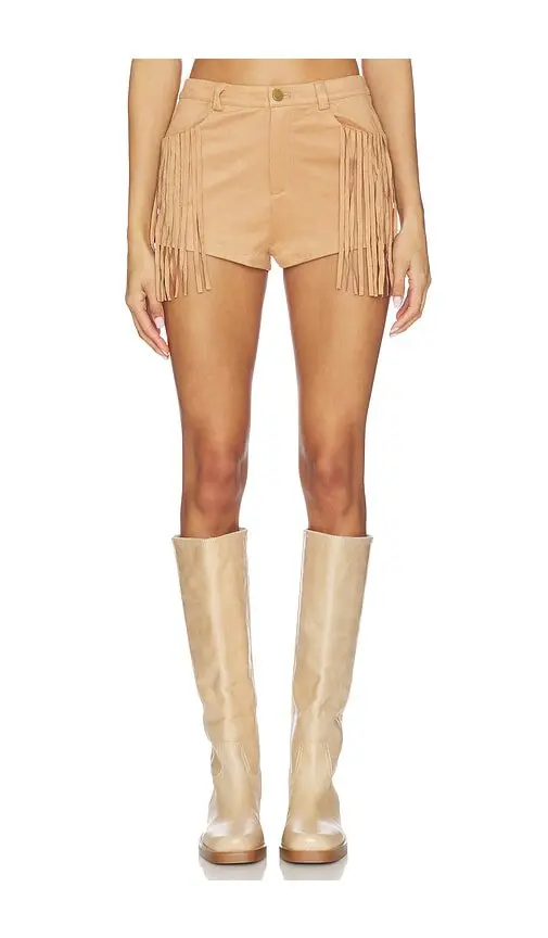 MORE TO COME Autumn Fringe Short - Tan