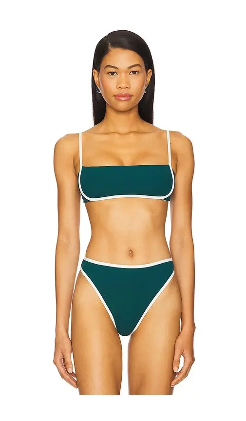 L*Space Hazel Bikini Top - Deep Teal & Cream