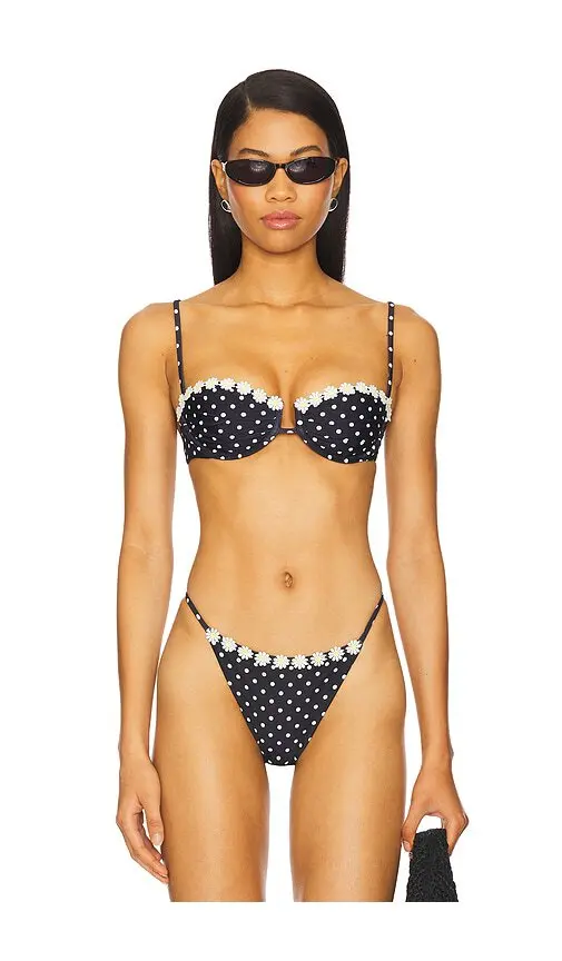 Tularosa Charmaine Bikini Top - Black & White Dot