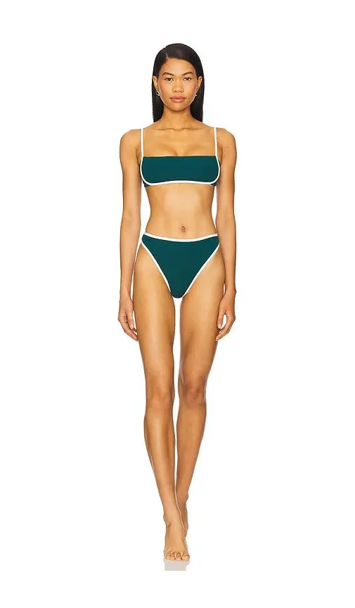 L*Space Nora Bikini Bottom - Deep Teal & Cream