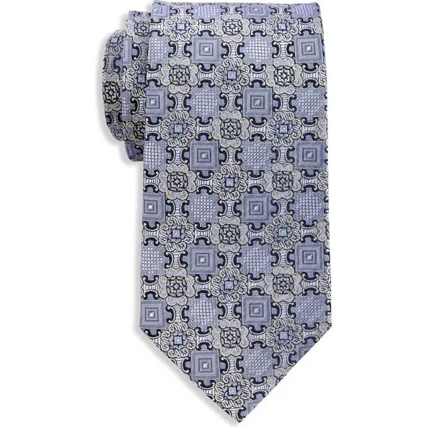 OAK HILL PREMIUM BY DXL Spring Medallion Silk Neck Tie - Grey