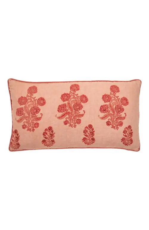 ALAMWAR English Garden Lumbar Pillow Cover - Coral/clay/rose On Sand