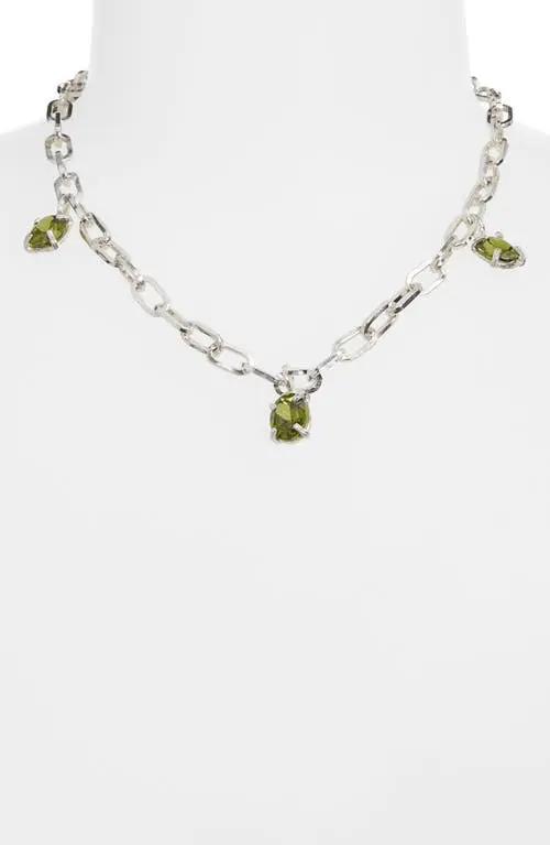 SHANA CAVE Flower Station Necklace - Silver Periodt Ruby Blue Topaz