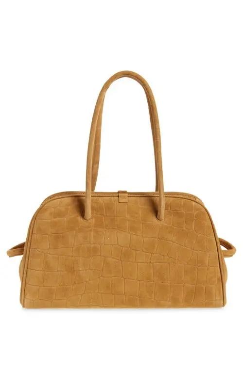 Jacquemus Le Turismo Croc Embossed Suede Bowling Bag - Camel