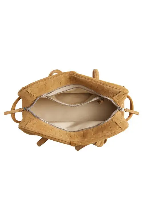 Jacquemus Le Turismo Croc Embossed Suede Bowling Bag - Camel