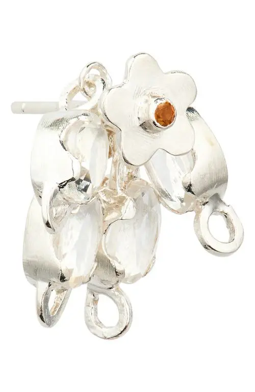 SHANA CAVE Flower & Leaf Cluster Earrings - Clear Quartz And Citrine