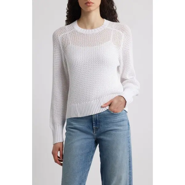 525 America 525 Margot Openwork Cotton Mesh Sweater - Bleach White