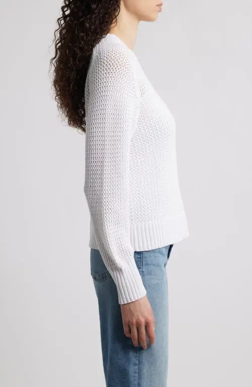 525 America 525 Margot Openwork Cotton Mesh Sweater - Bleach White