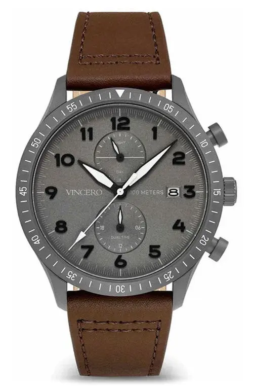 VINCERO The Altitude Chronograph Strap Watch - Gunmetal/ Walnut