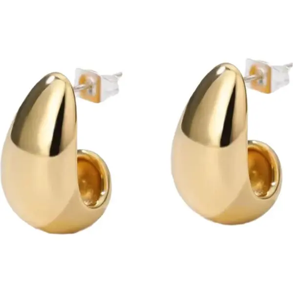 HOLLYWOOD SENSATION Dome Huggie Teardrop Earrings - Gold