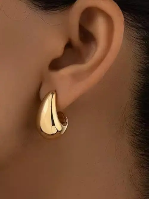 DLORIA Hollywood Sensation Dome Huggie Teardrop Earrings - Gold