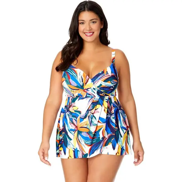 ANNE COLE PLUS Swim Dress - Riviera Floral