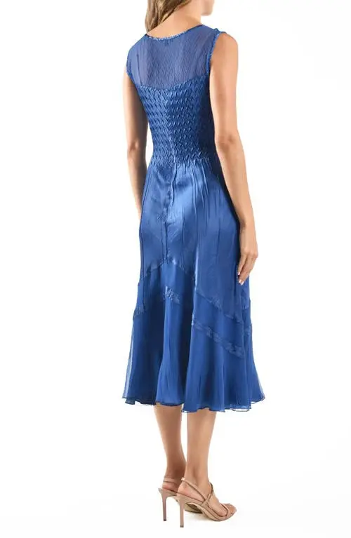 Komarov Sleeveless Charmeuse & Chiffon Cocktail Dress With Jacket In Navy -  60% Off | Editorialist