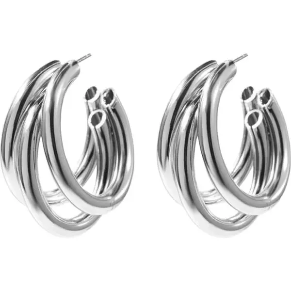 HOLLYWOOD SENSATION Serenity Triple Hoop Earrings - Silver