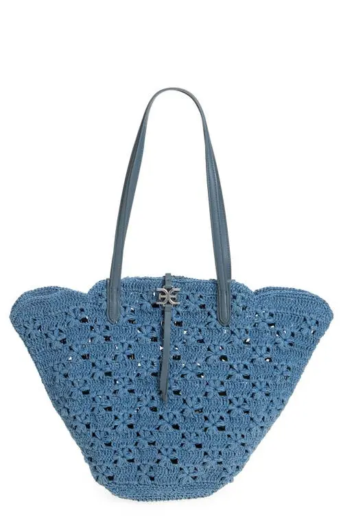 Sam Edelman Layla Floral Raffia Tote Bag - Blue