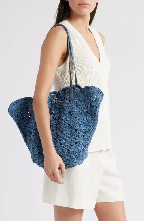 Sam Edelman Layla Floral Raffia Tote Bag - Blue