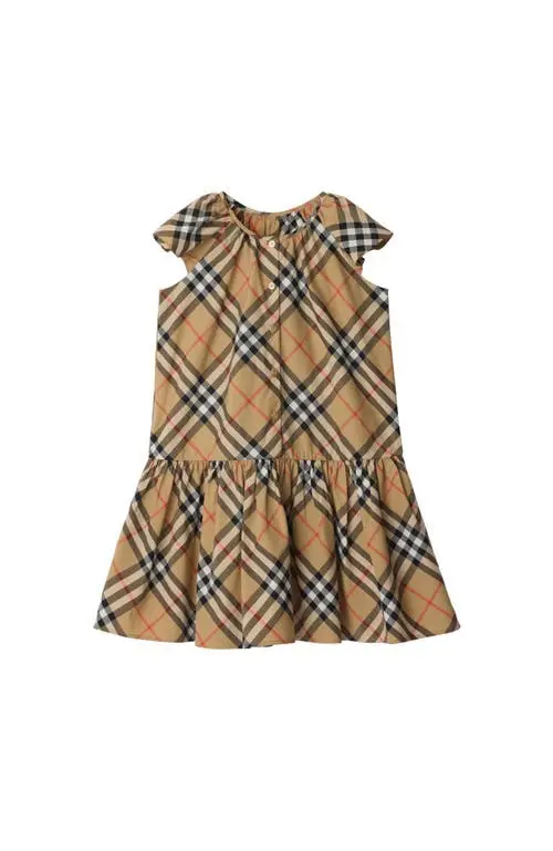 Burberry Check Cotton Poplin Dress - Sand