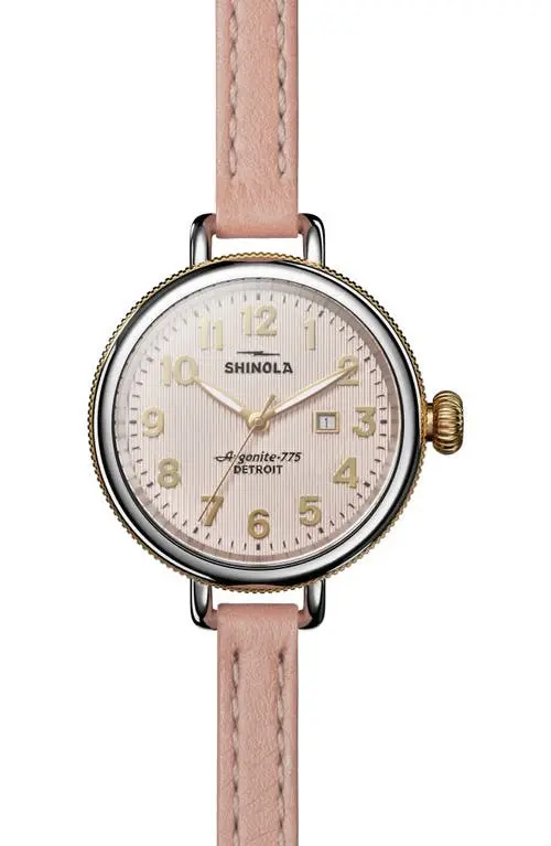 Shinola The Birdy Leather Strap Watch - Light Pink