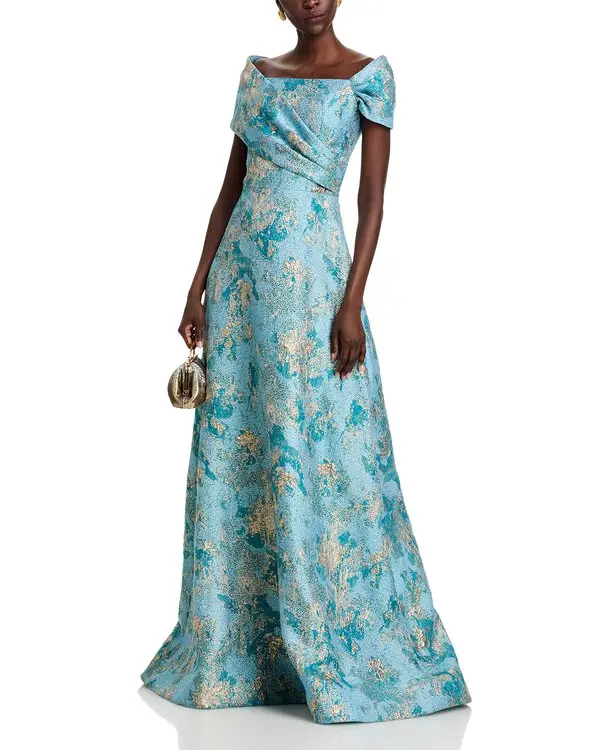 Rickie Freeman For Teri Jon Metallic Jacquard Gown