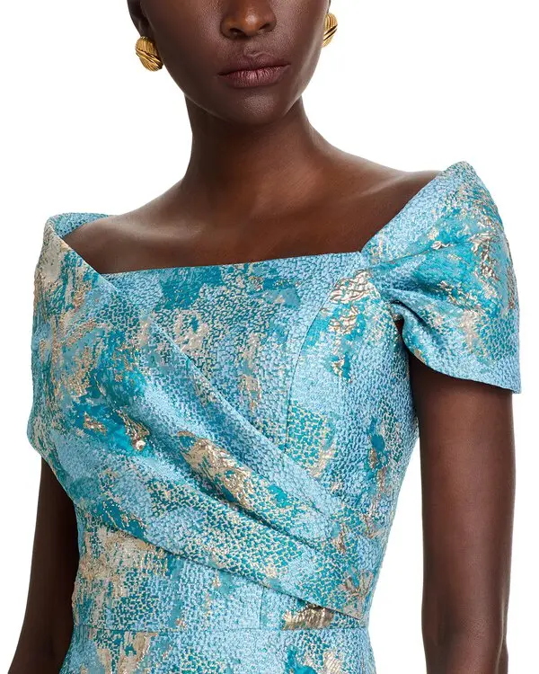 Rickie Freeman For Teri Jon Metallic Jacquard Gown