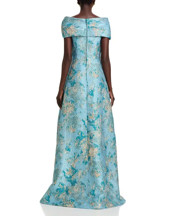 Rickie Freeman For Teri Jon Metallic Jacquard Gown