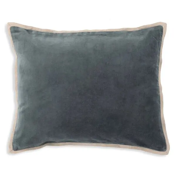 ANNIE SELKE Gehry Velvet Linen Decorative Pillow Cover, Lumbar - Pacific