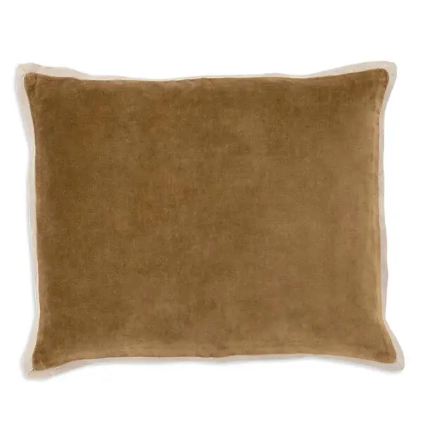 ANNIE SELKE Gehry Velvet Linen Decorative Pillow Cover, Lumbar - Sand