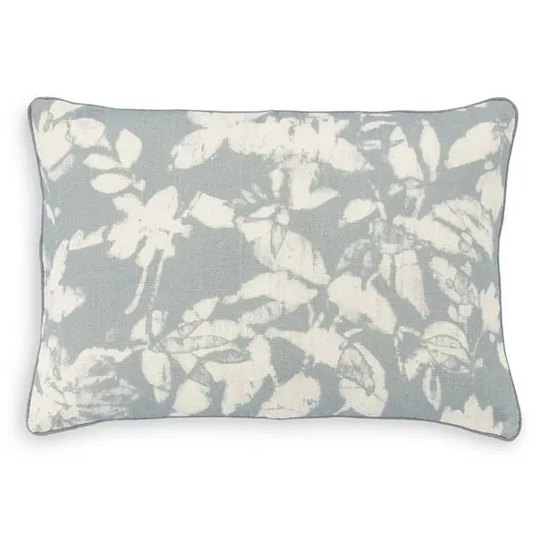 ANNIE SELKE Helen Botanical Decorative Pillow Cover, Lumbar - Pewter Blue