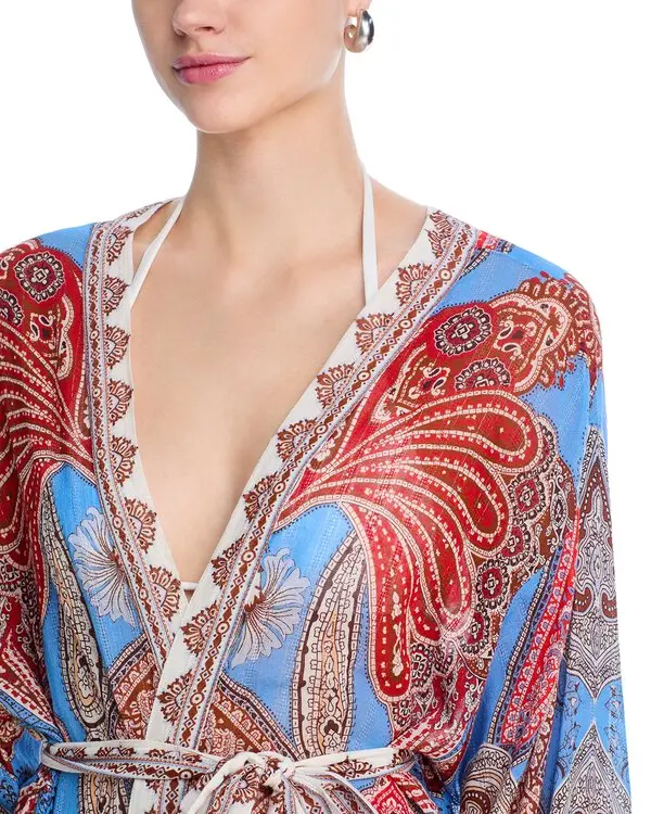 Farm Rio Printed Tassel Short Cover Up Robe Exclusive