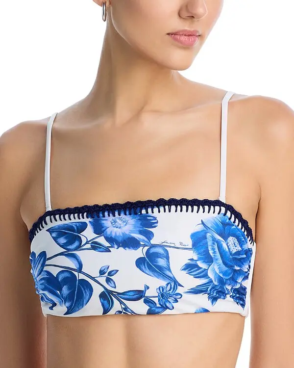 Farm Rio Floral Cascade Bikini Top - Off-white