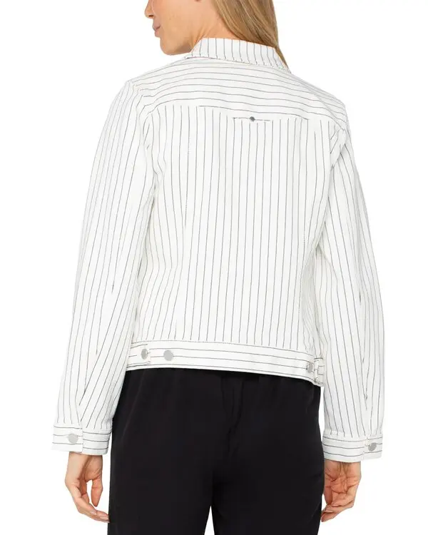 Liverpool Classic Pinstripe Jean Jacket In White/ Black Pinstripe