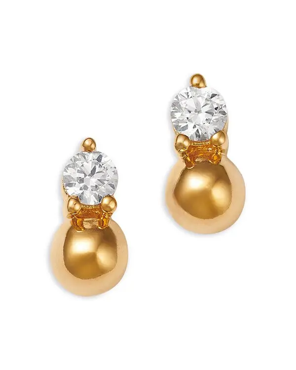 Bloomingdale'S Diamond And Polished Bead Stud Earrings - Gold