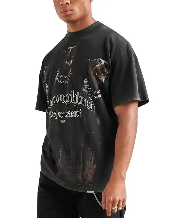 REPRESENT Oversized Fit Thoroughbred Graphic Tee - Vintage Black