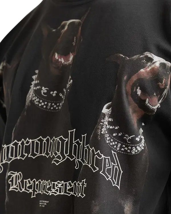 REPRESENT Oversized Fit Thoroughbred Graphic Tee - Vintage Black