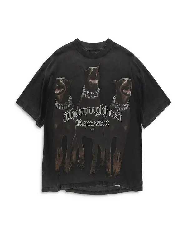 REPRESENT Oversized Fit Thoroughbred Graphic Tee - Vintage Black
