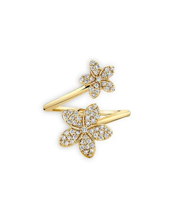 SYDNEY EVAN 14k Yellow Diamond Plumeria Wrap Ring - Gold