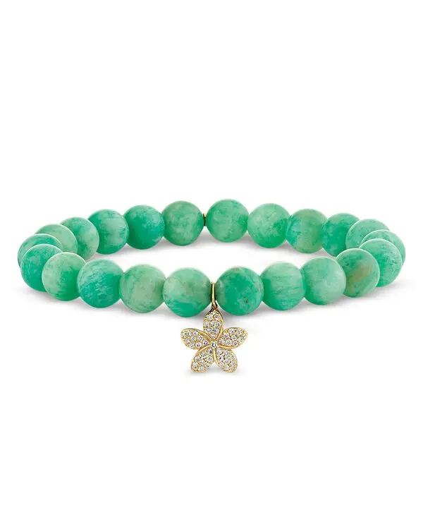 SYDNEY EVAN 14k Yellow Gold Amazonite And Diamond Bracelet - Green/gold