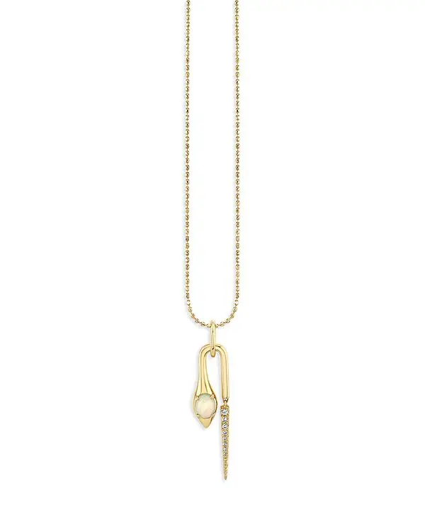 SYDNEY EVAN 14k Yellow Opal And Diamond Snake Pendant Necklace - Gold
