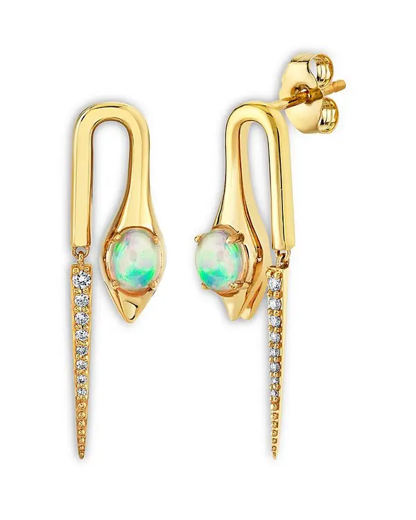 SYDNEY EVAN 14k Yellow Opal And Diamond Drop Earrings - Gold