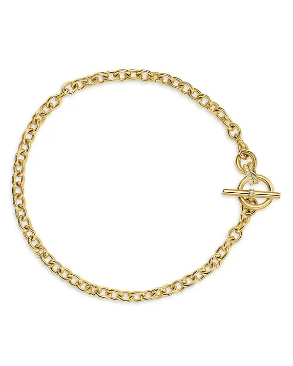 David Yurman Dy Mercer Chain Necklace With Diamonds - Gold