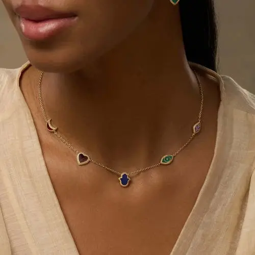 KARMA AND LUCK Multi-symbol & Multi-gemstone Necklace - Gold/multicolor