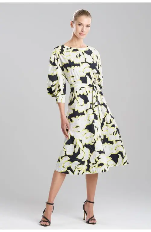 Natori Misty Floral Boatneck Dress - Black