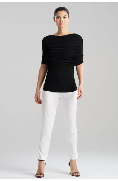 Natori Matte Jersey Rouched Shoulder Top